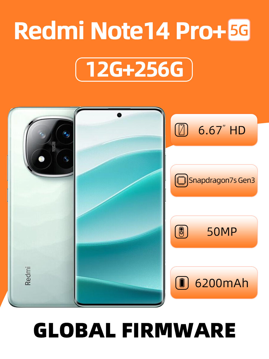 Смартфон Redmi Note 14 Pro+ 5G 12/256 ГБ Cyan 2712x1220px 6.67-inch screen