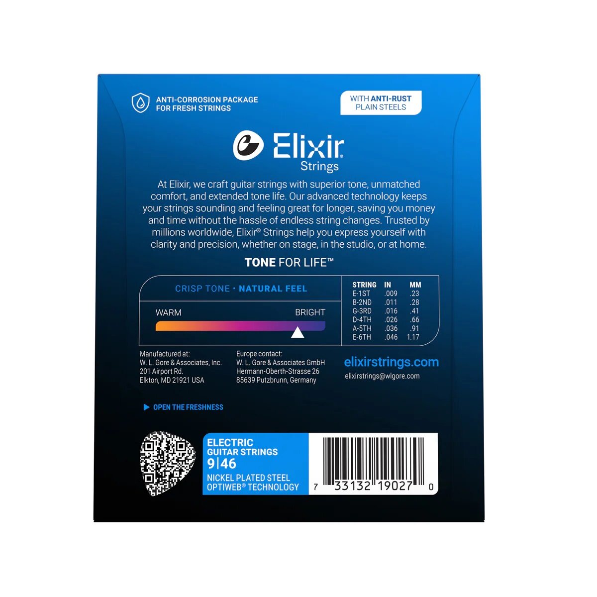 Elixir 19027 Optiweb струны для электрогитары 9-46 — фото 1