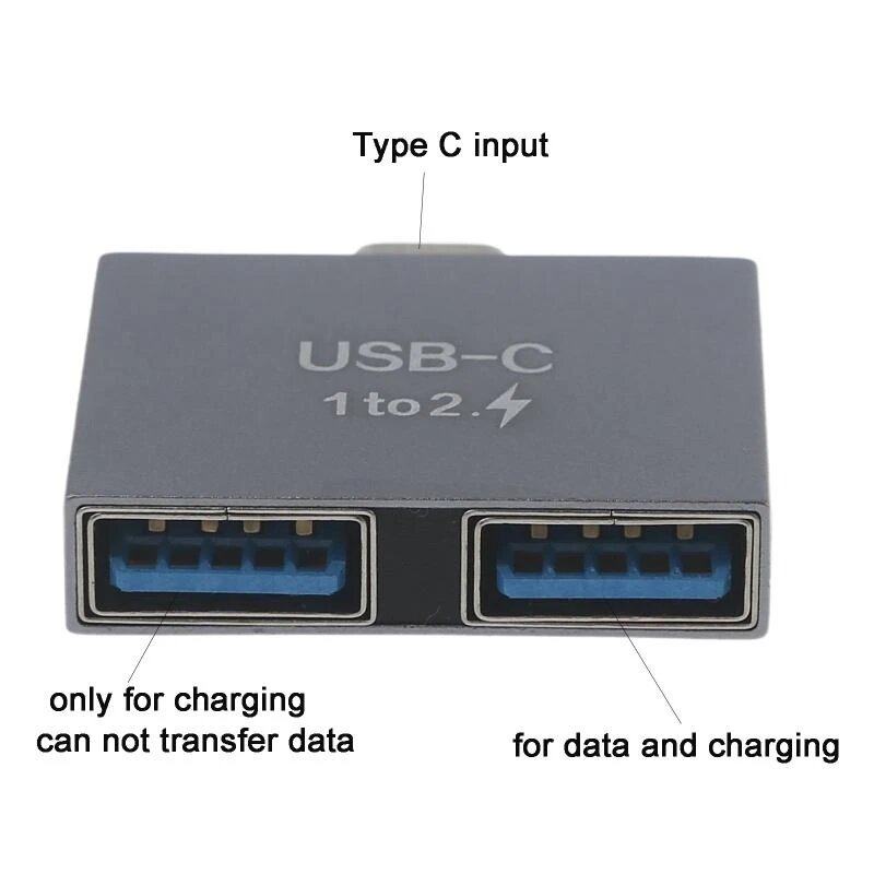 USB 3.0 концентратор Type-C на 2 USB — фото 1