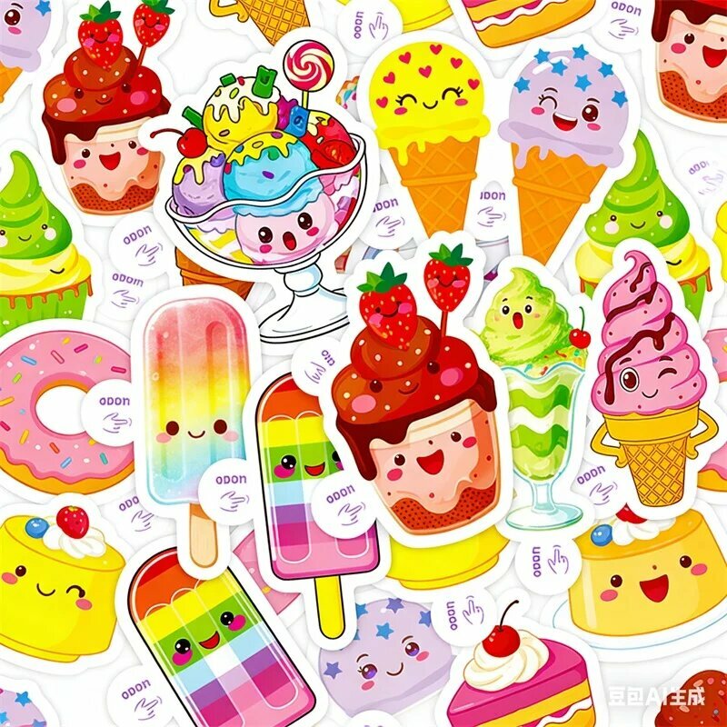 Мультяшные наклейки из ПВХ в виде мороженого для детей 30PCS