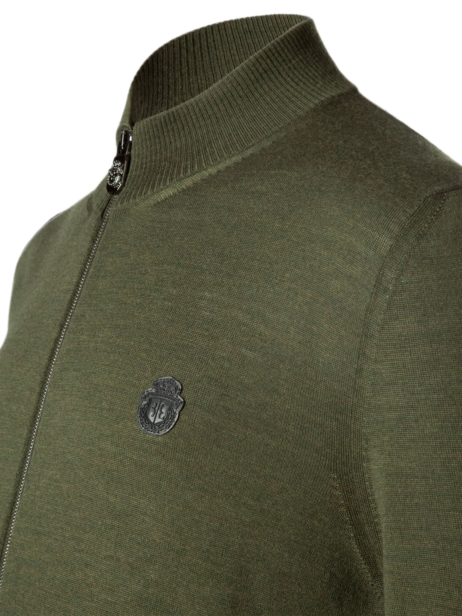 Кардиган Billionaire Just logo-patch zip-up cardigan, размер 44, greyish green — фото 1
