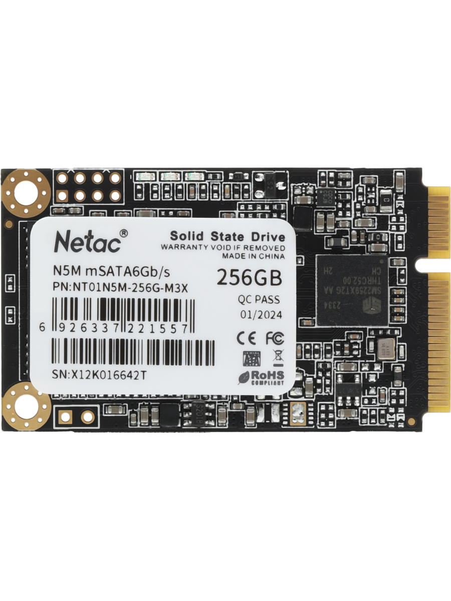 Накопитель SSD Netac N5M 256 ГБ, mSATA, SATA III, mSATA 540 МБ/с