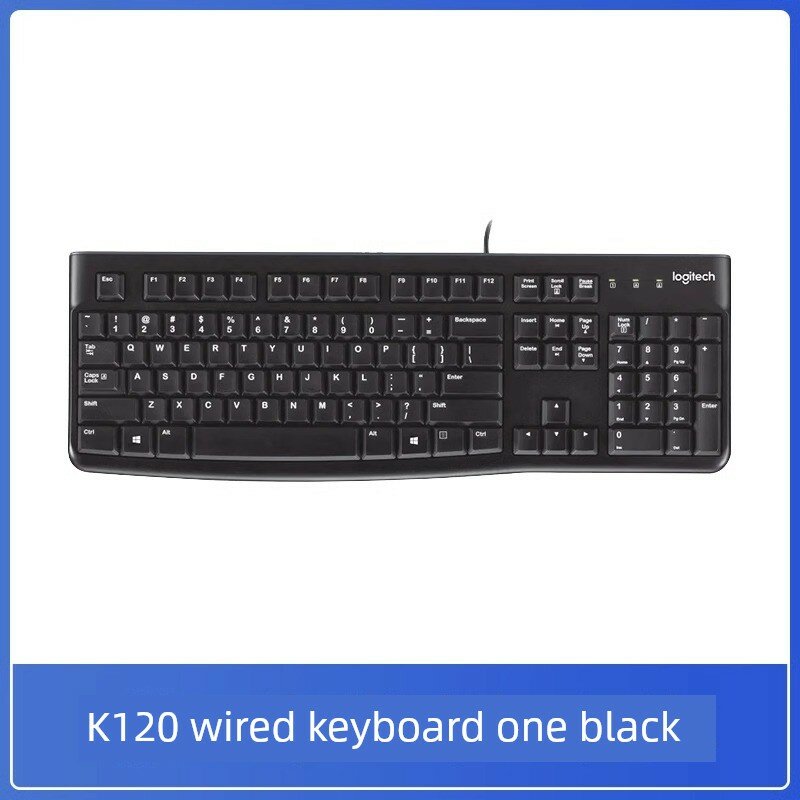 Logitech K120 Проводная Клавиатура 104 Клавиши Стандартная для ПК Ноутбука Офиса Дома Эргономичный Дизайн