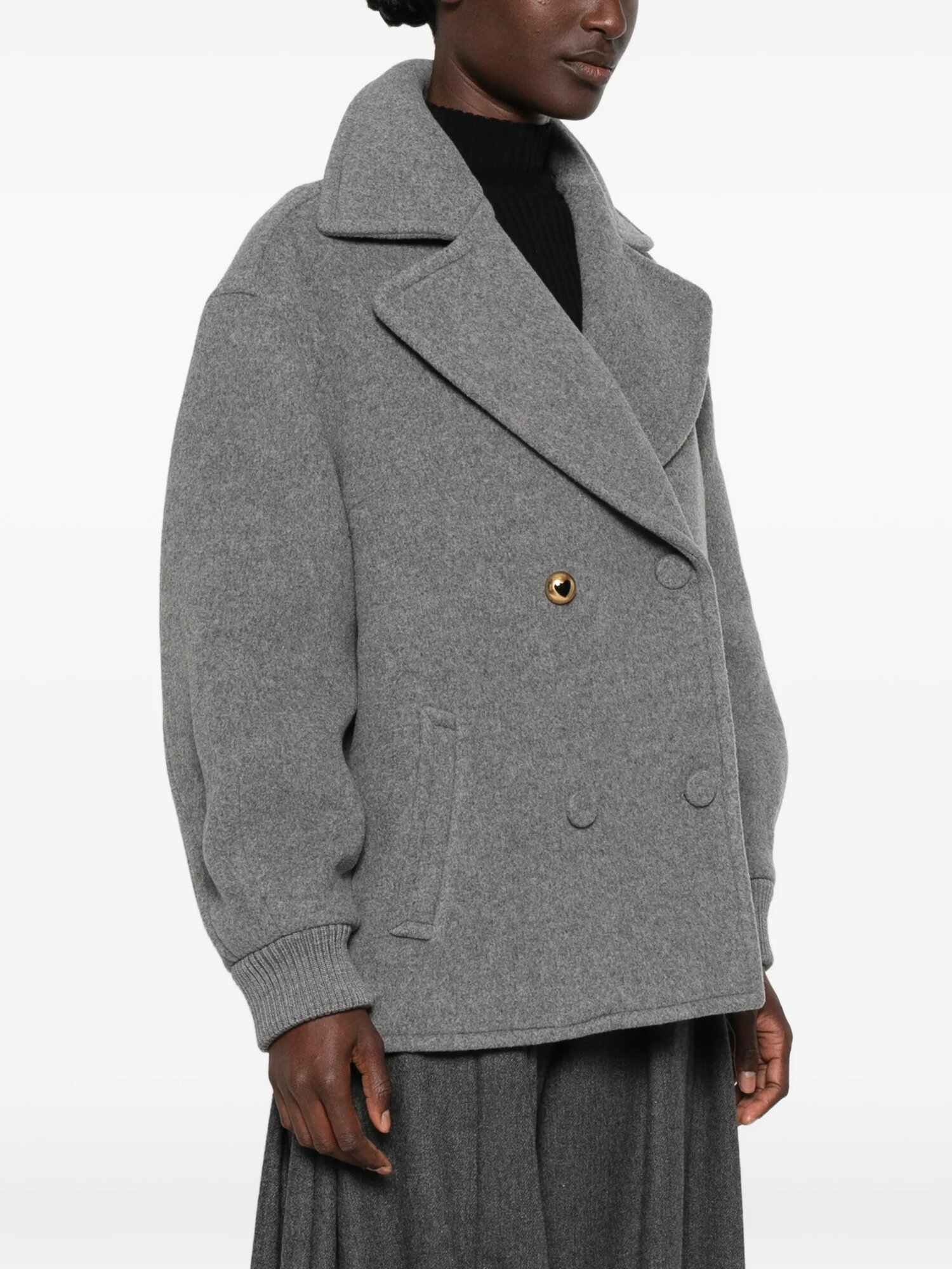 Куртка MOSCHINO Double-breasted heart-motif wool jacket, размер 40 — фото 1