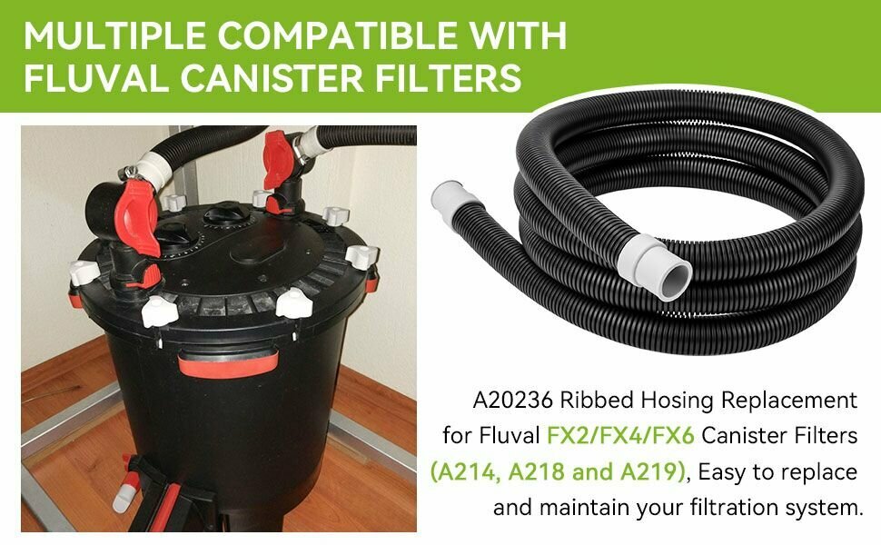 Резиновый шланг A20236 для фильтров Fluval FX2/FX4/FX6 (A214, A218 и A219), запасная часть аквариумного фильтра, длина 13,25 футов, легко заменяется.