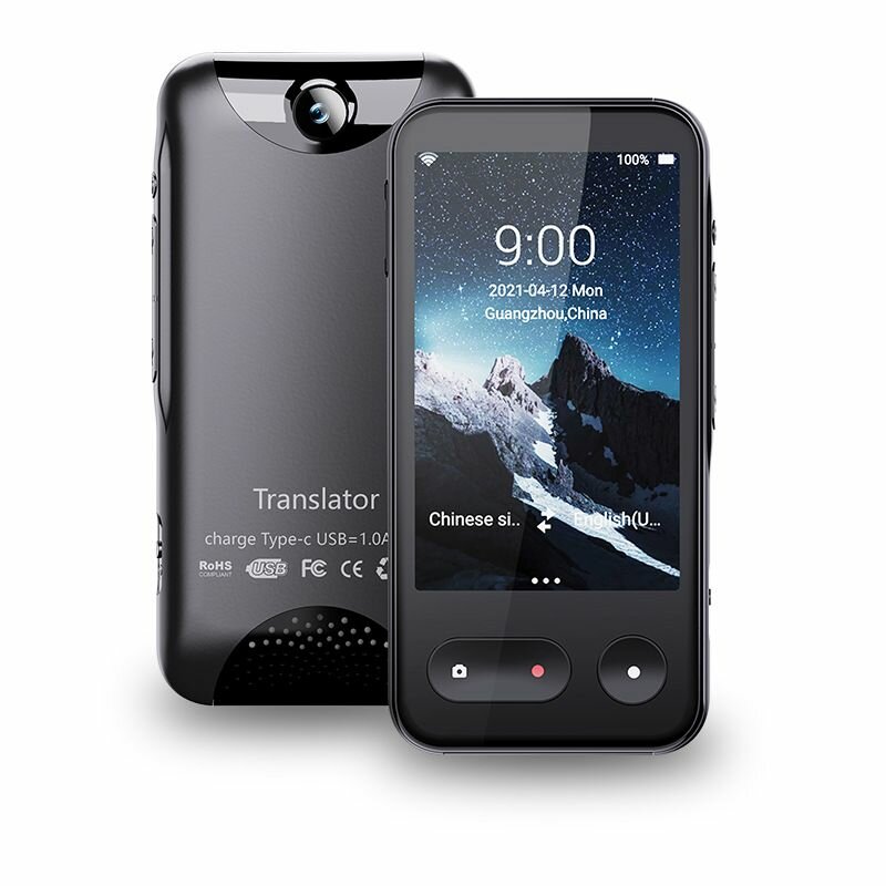 4G smart voice translator, перевод в режиме реального времени на более чем 138 языков, перевод голоса / изображений, поддержка Bluetooth, черный