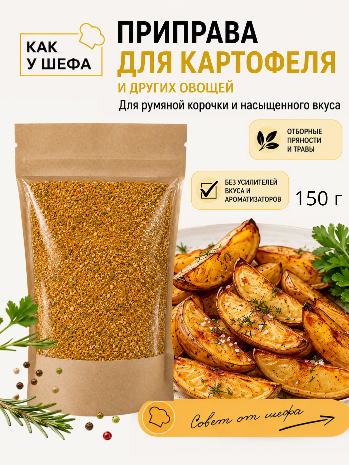 Приправа для картофеля и других овощей "Как у шефа", дой-пак, 150 г