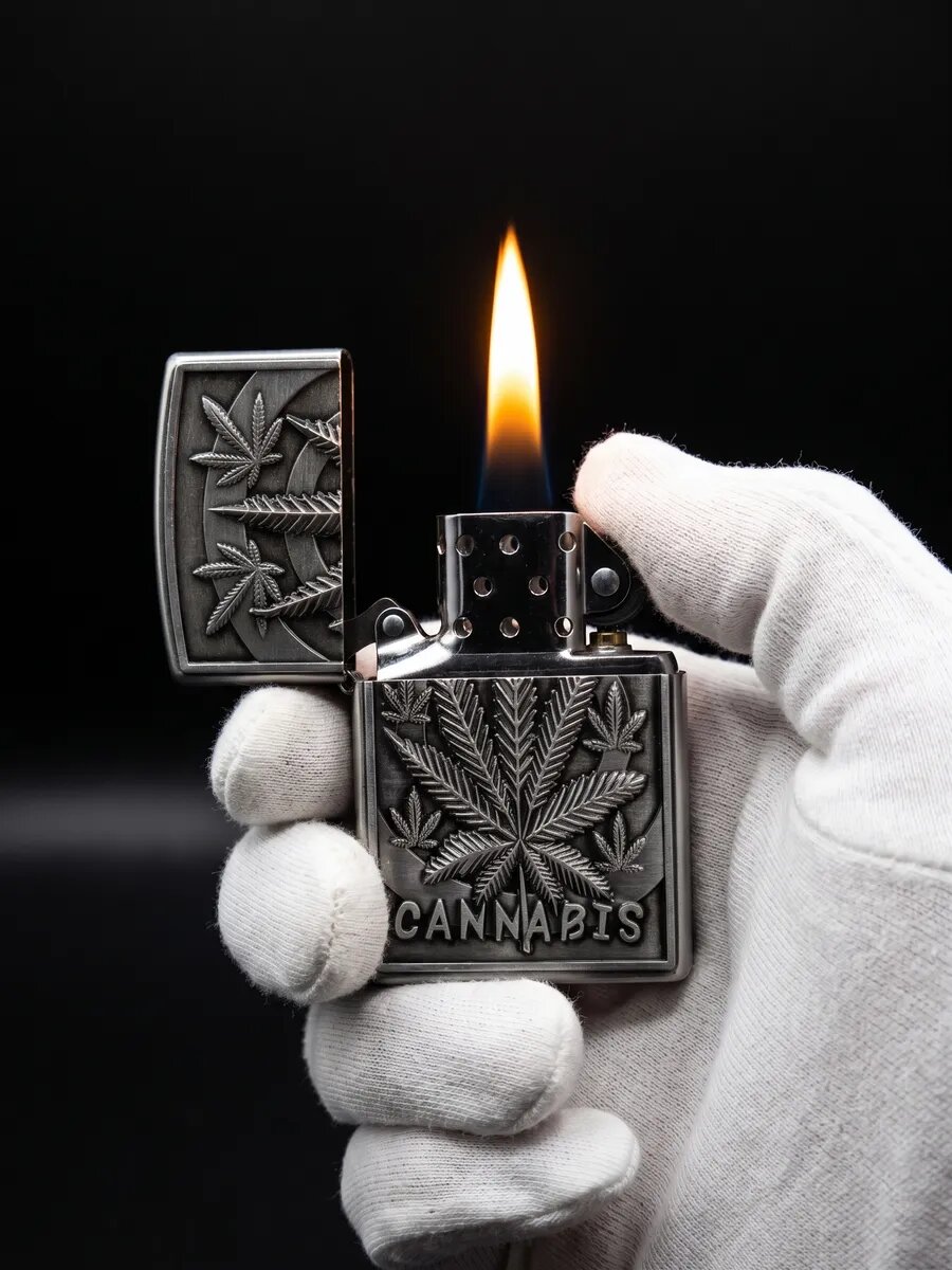 Зажигалка газовая подарочная с тисненой гравировкой в деревянной шкатулке