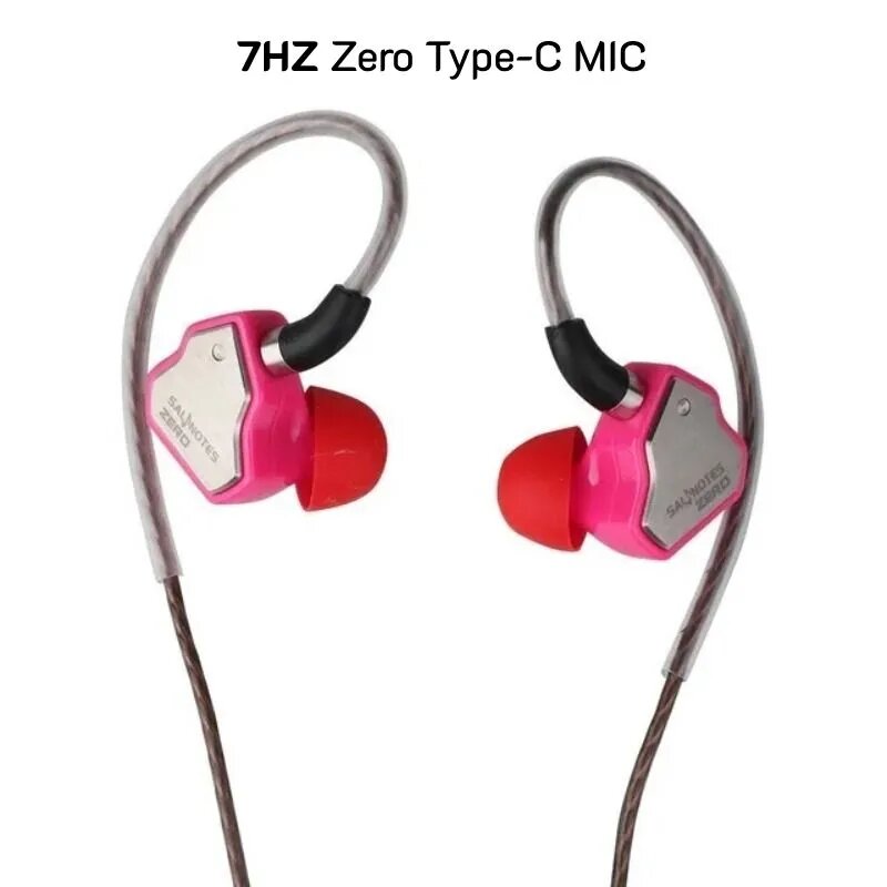 7HZ Наушники проводные, желтый, малиновый