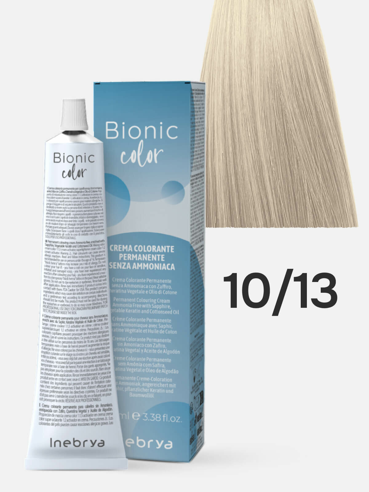 Крем - краска для волос профессиональная без аммиака Inebrya Bionic Color 10/13 Светлый блонд Пепельно-золотистый, 100 мл