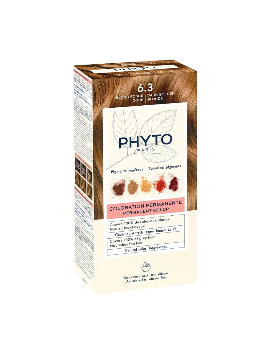 Phyto крем-краска для волос в наборе тон 6,3/темный золотистый блонд/