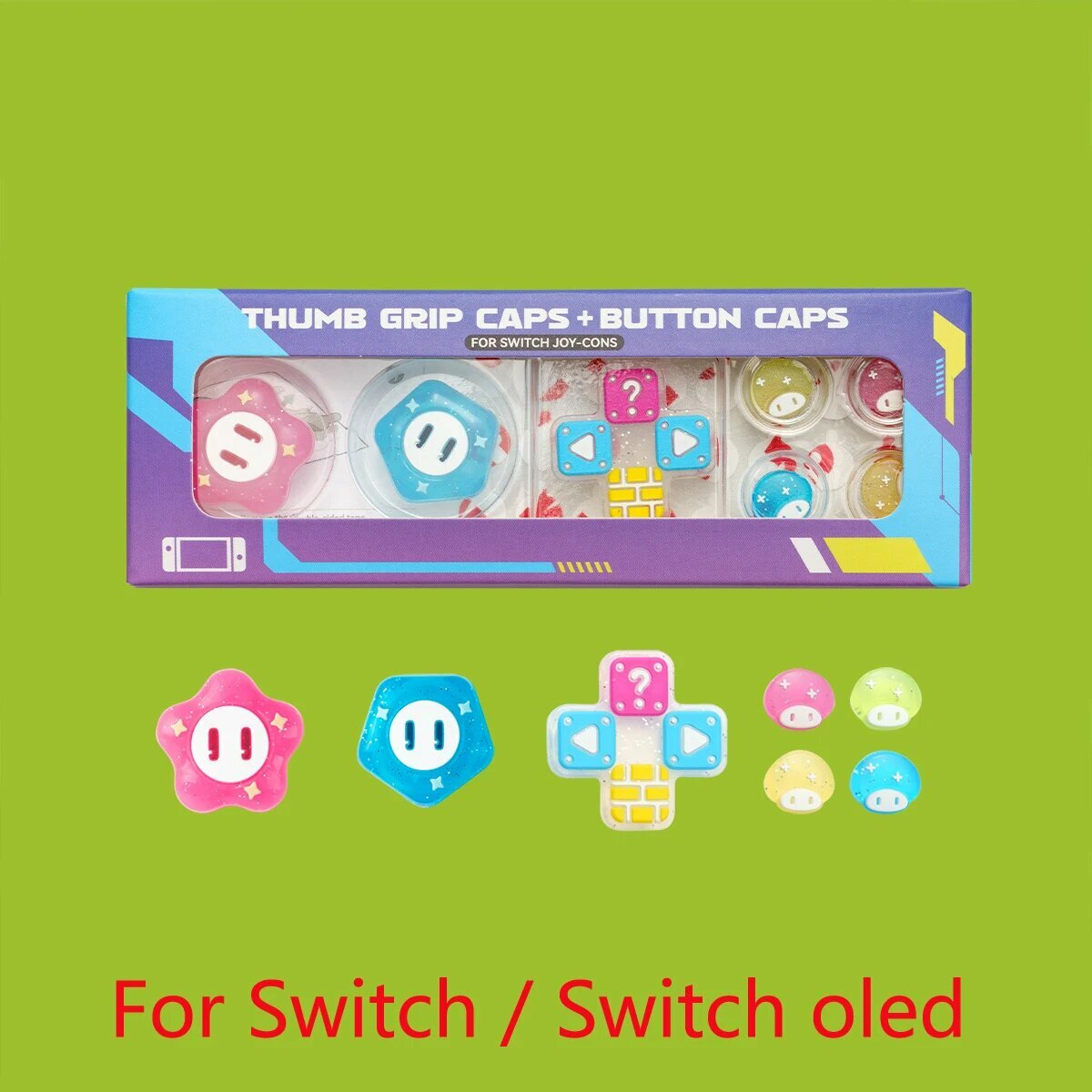 Накладки Bling Mushroom Star для Joy-Con Nintendo Switch 2/OLED Switch 1 Switch Oled