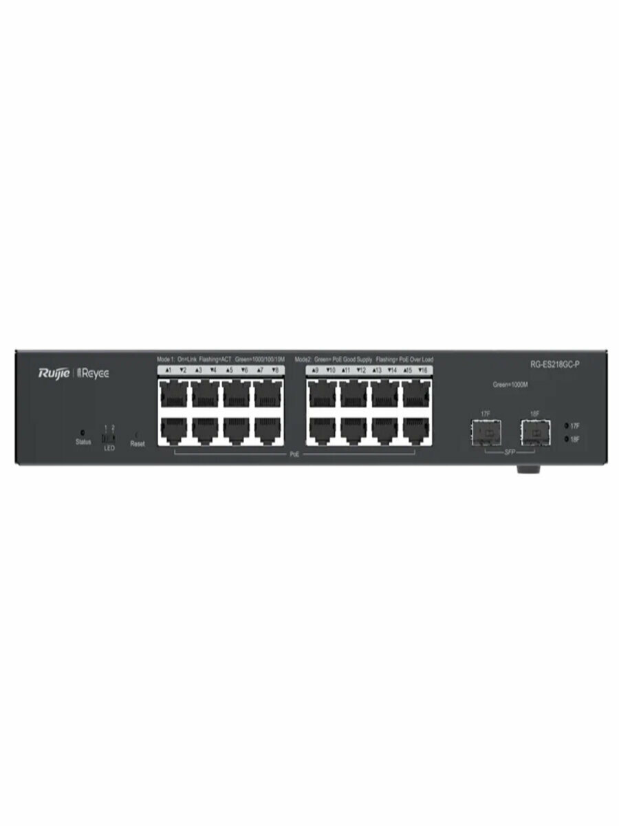 Коммутатор POE ПОЕ 16 Port Ruijie Reyee RG-ES218GC-P