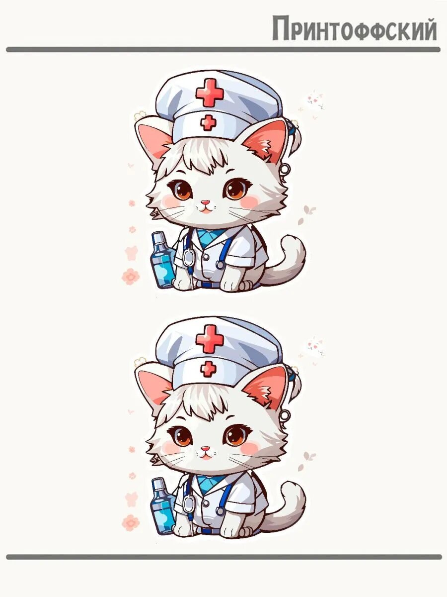 Термонаклейка милый котенок врач доктор