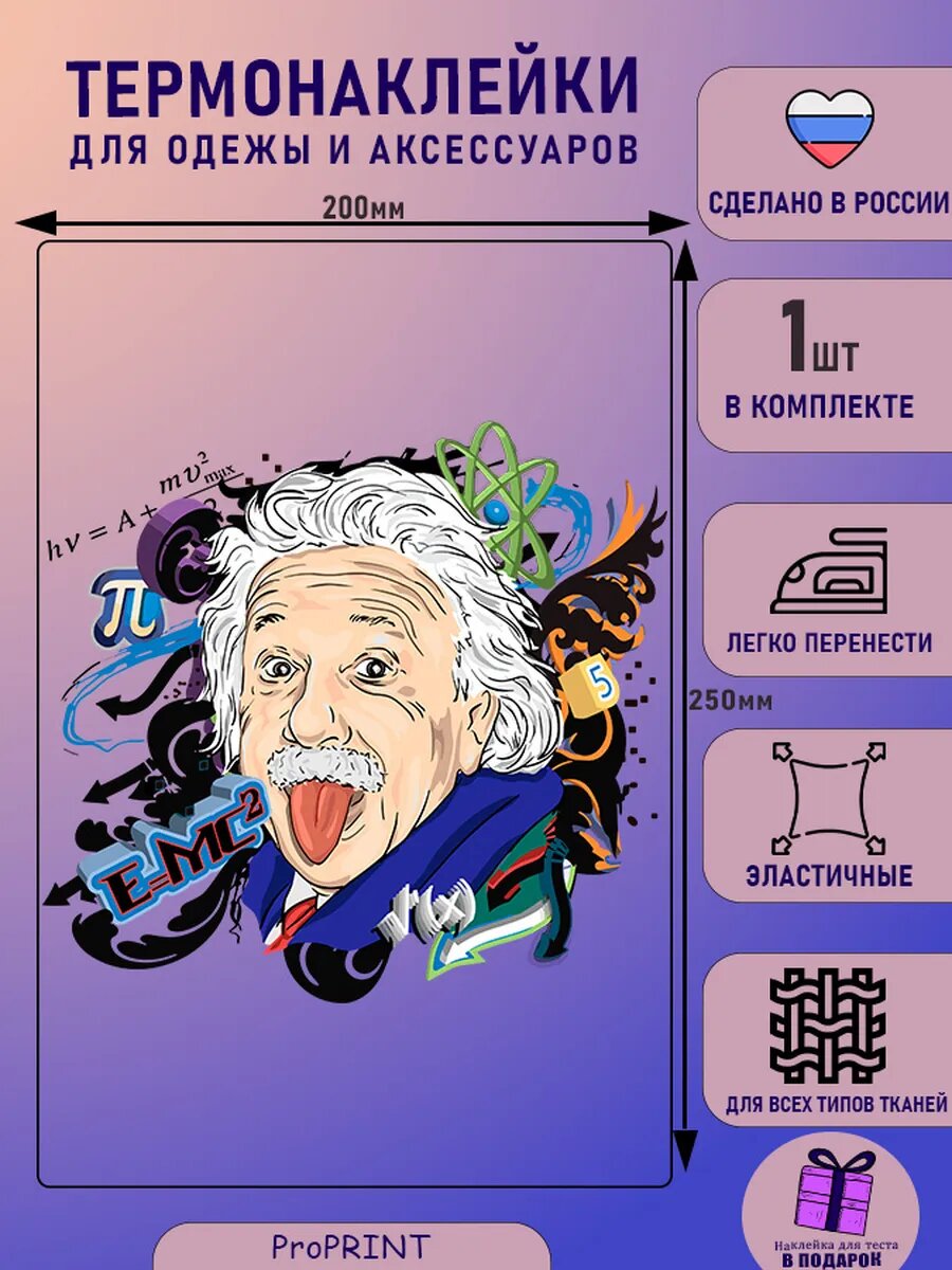 Термонаклейка на одежду Энштейн