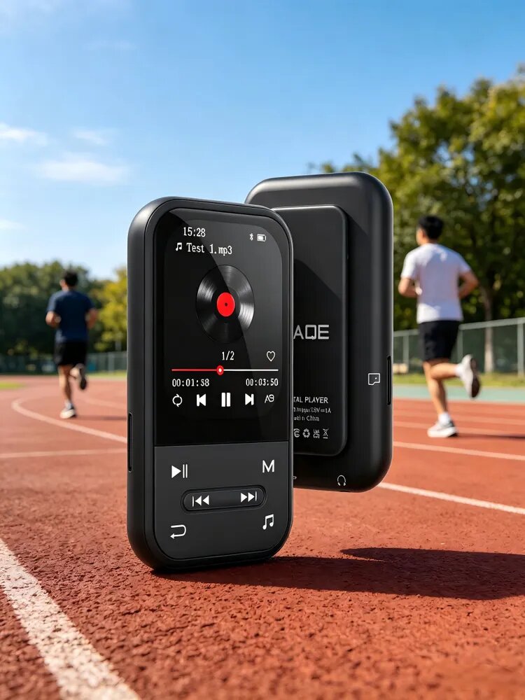 MP3-плеер на 64 ГБ-clip MP3-плеер с Bluetooth 5.3, портативный музыкальный плеер ZAQE, с FM-радио, диктофоном, шагомером, очень подходящий для занятий спортом, включая наушники