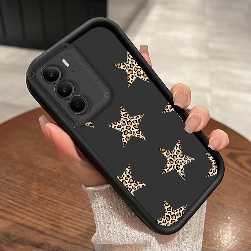 Тонкий черный защитный ударопрочный чехол для смартфонов C75, C71 4G, C67, C65, C63, C61, NOTE60X, C55, устойчивый к царапинам, со звездным узором и леопардовым принтом
