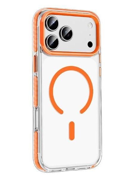 Чехол для смартфона, телефона Keephone Apple iPhone 17 Pro ShockStar MagSafe Ударопрочный материал TPE, сильные магниты N52, защита камеры Оранжевый