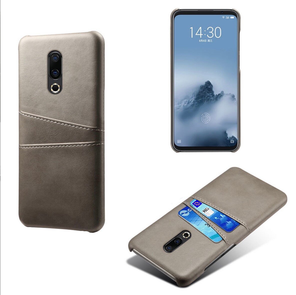 Чехол бампер MyPads Buffalo scomparto для Meizu 15 из импортной эко-кожи с отделениями для карт, серый