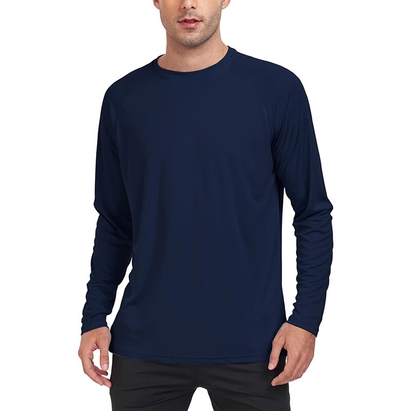 Рубашка мужская с защитой от солнца, стрейчевая быстросохнущая легкая с Темно-синий, L, tibetan blue