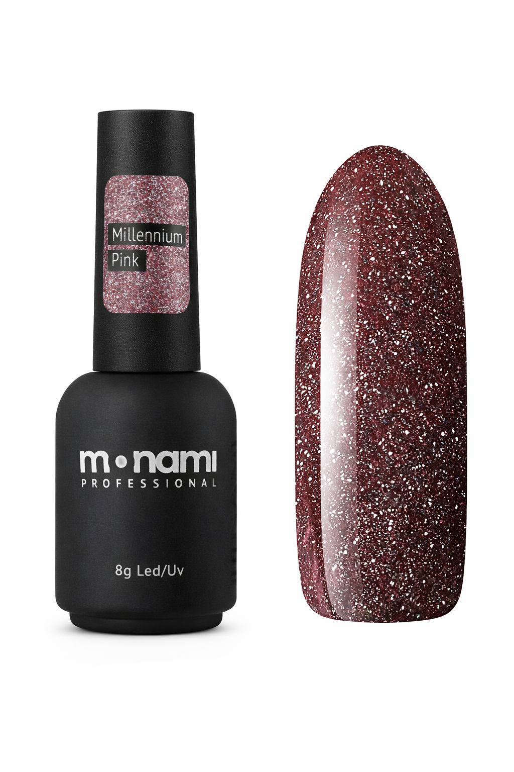 Гель-лак MONAMI Millennium Pink, для ногтей, розовый, с блестками, 8мл