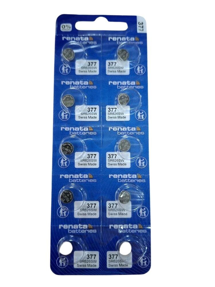 Часовая батарейка Renata 377 1.55V (SR626SW) BL10 , 10шт.