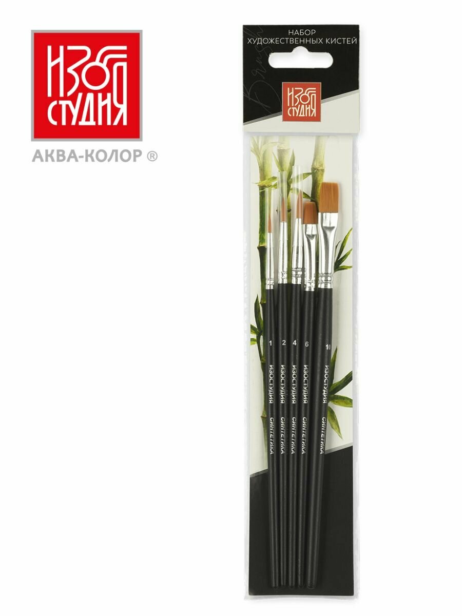 Набор художественных кистей Аква-Колор Изостудия, №1,2,4,6,10, синтетика