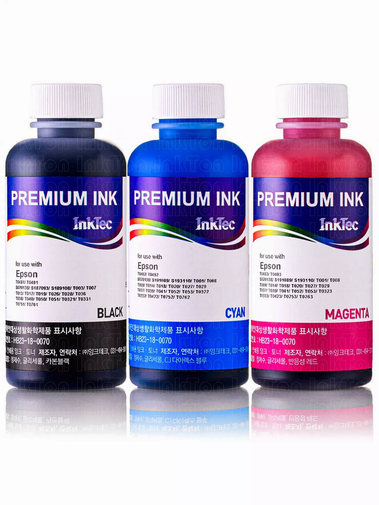 Чернила для заправки картриджа Epson T0481, T0482, T0483, ПЗК, СНПЧ, водные 300 мл, чёрный, голубой, пурпурный