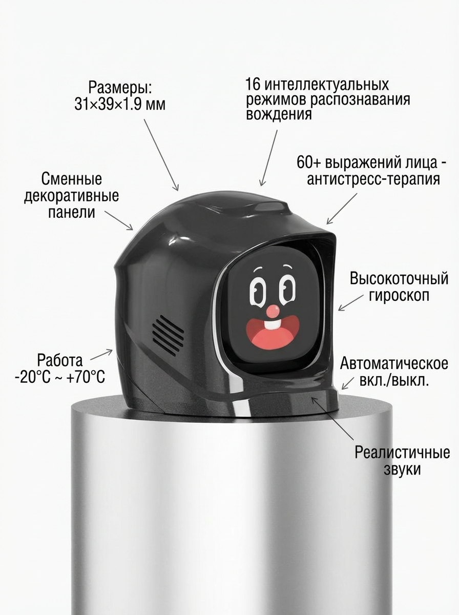 MANGOGO Умный автомобильный робот-компаньон Интерактивный гаджет для авто с 60+ эмоциями и крутым дисплеем