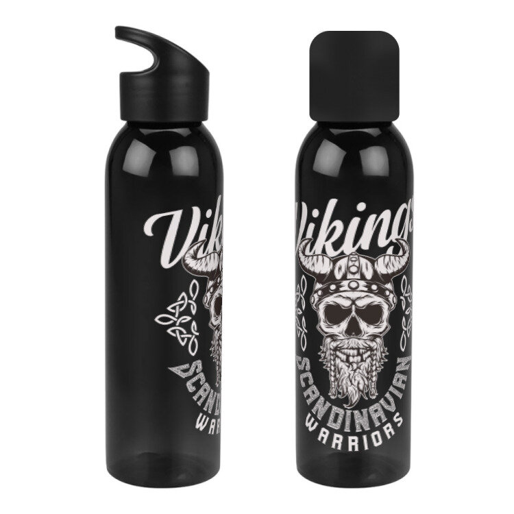 Бутылка для воды «Викинг череп. Скандинавский воин, скелет, valhalla» (черный)