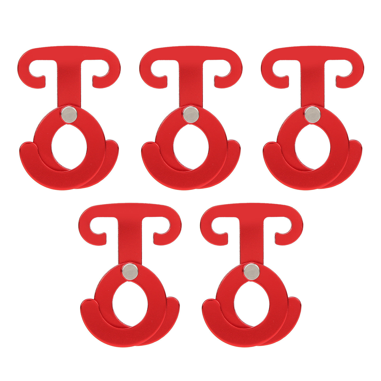 5 шт. Т-образные кольца-крючки для кемпинговой веревки, пряжки из алюминиевого сплава, сверхлегкие, прочные, самозащелкивающиеся, аксессуар для палатки на открытом воздухе, красные.