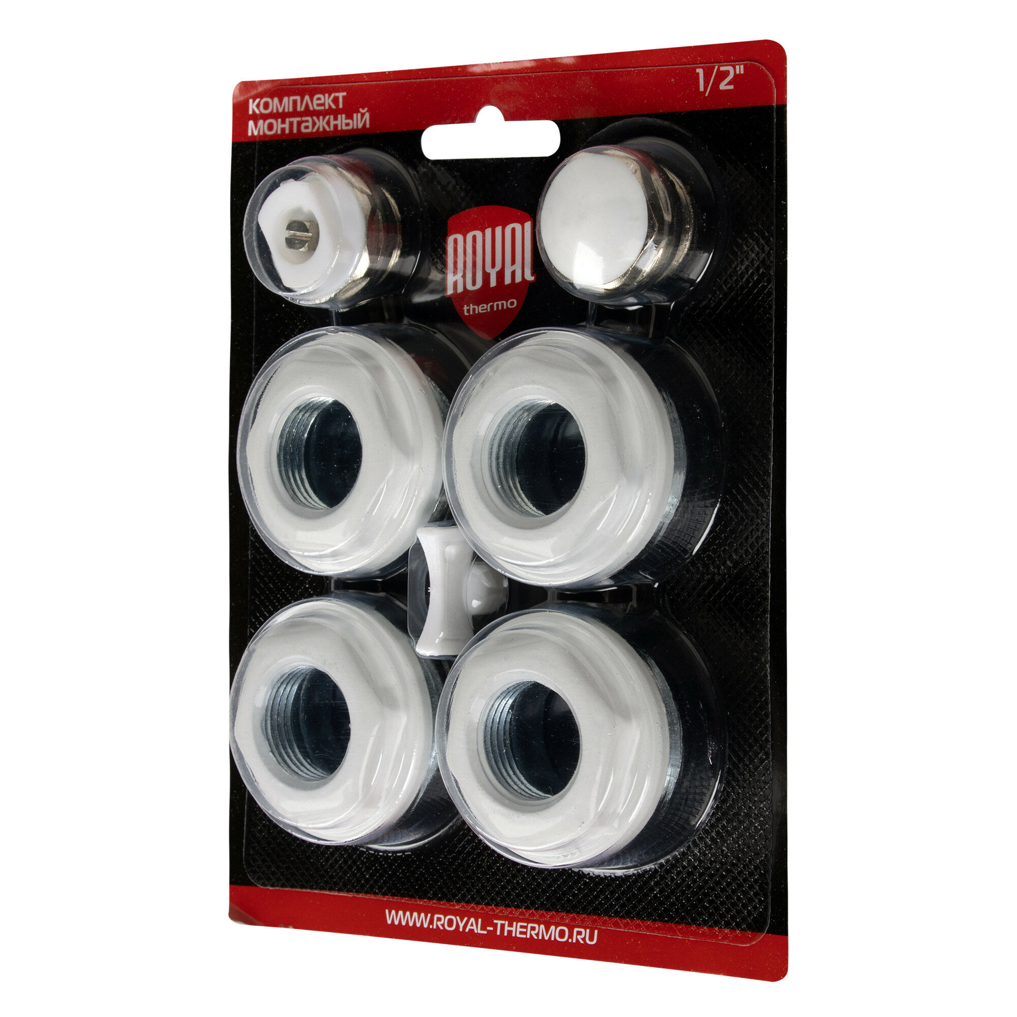 Комплект монтажный Royal Thermo 1 х 1/2" белый, сталь, для радиаторов, присоединительные гайки