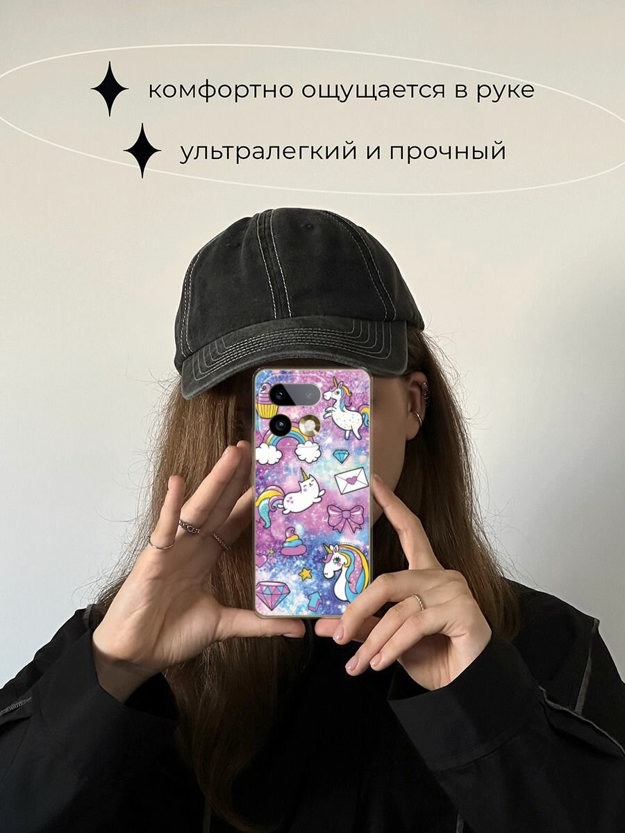 Чехол на Realme 16 Pro+ / Реалме 16 Про+ с принтом Rainbow doodles — фото 1