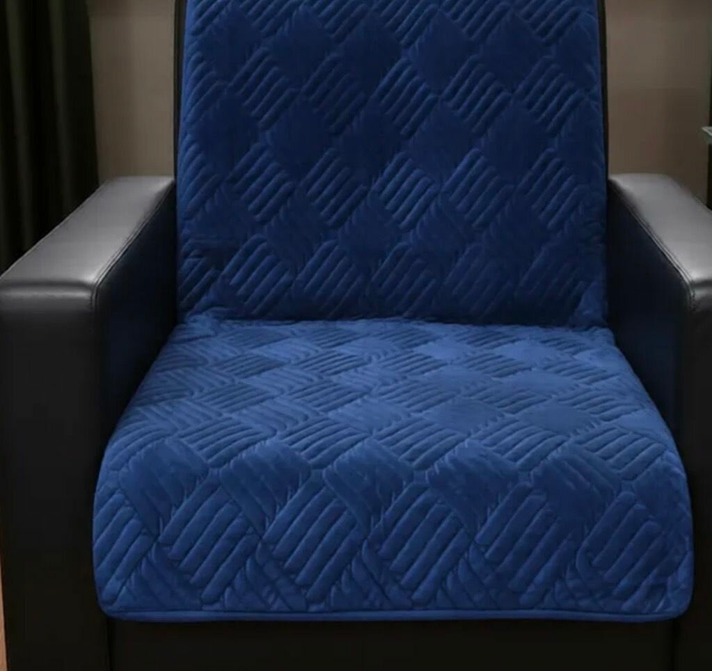 Накидка на диван и кресло, велюр, 90 см х 160 см, синий, 1 шт