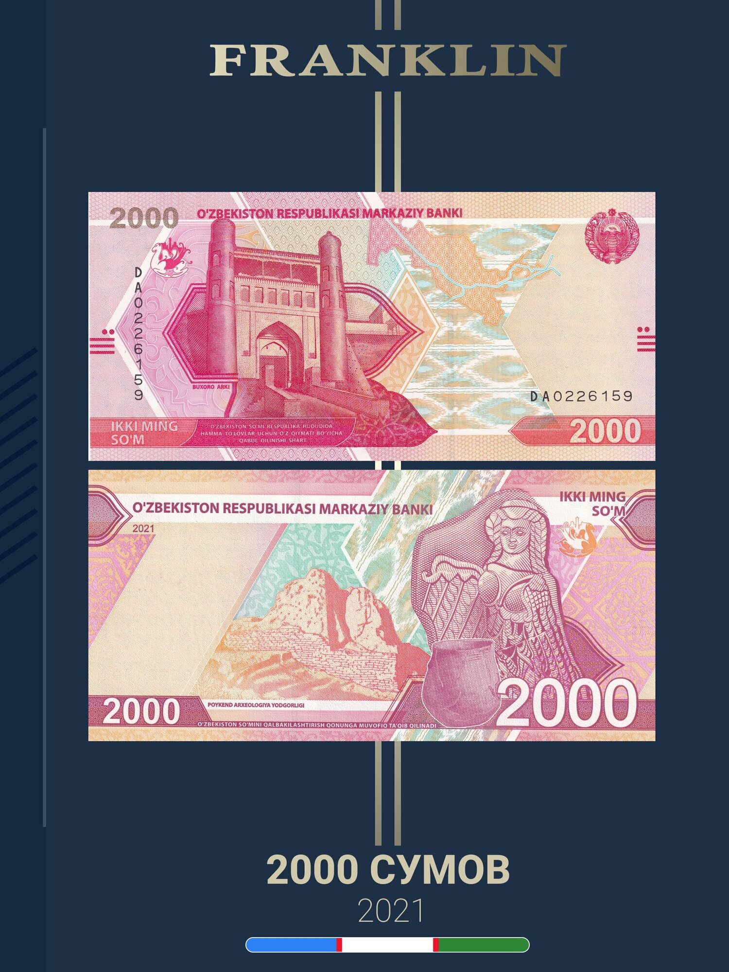 Банкнота Узбекистан 2000 сумов 2021 год (UNC) Pick 87