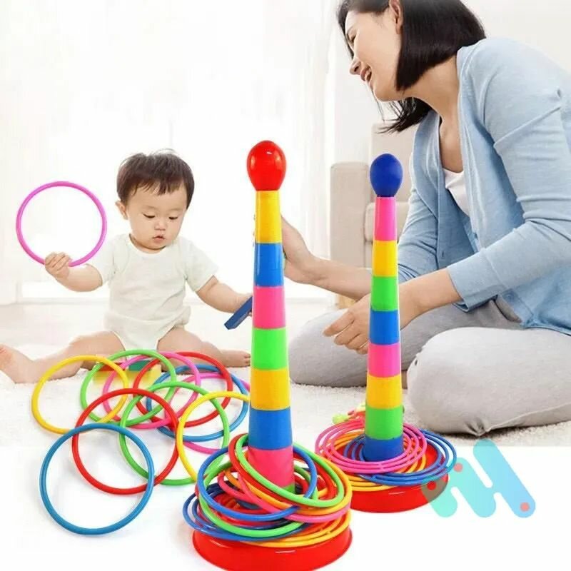 Кольцеброс детский игровой набор (1 башня + 12 кругов)