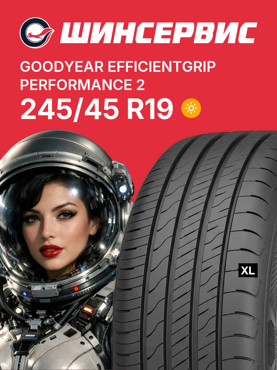 Летняя шина Goodyear EfficientGrip Performance 2 245/45 R19 102V, летняя автомобильная резина