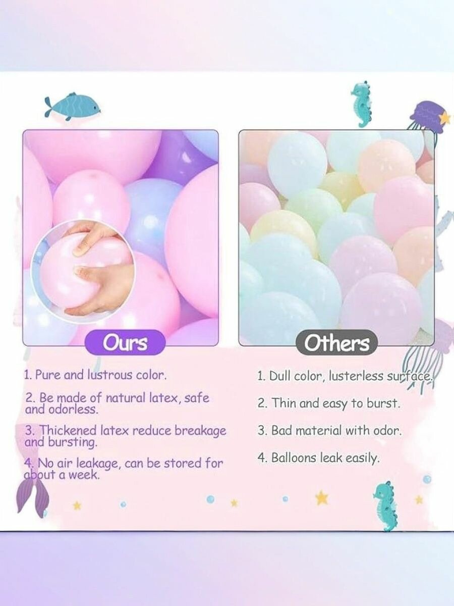 Арка из шаров в фиолетово-розовых тонах с персонажем Русалочка Тема Marka Blue