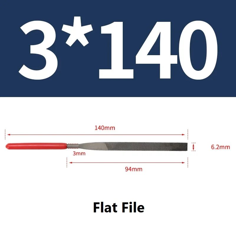 Напильник плоский M3x140mm, 3шт