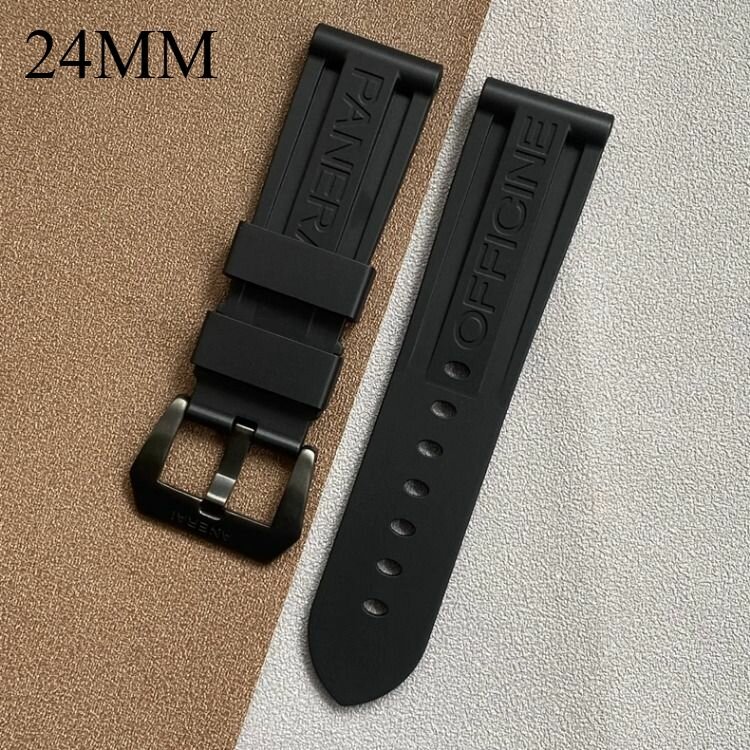 Резиновый ремешок Panerai Luminor Submersible PAM111/PAM441, водостойкий 22/24 мм, с игольчатой застёжкой, штифты