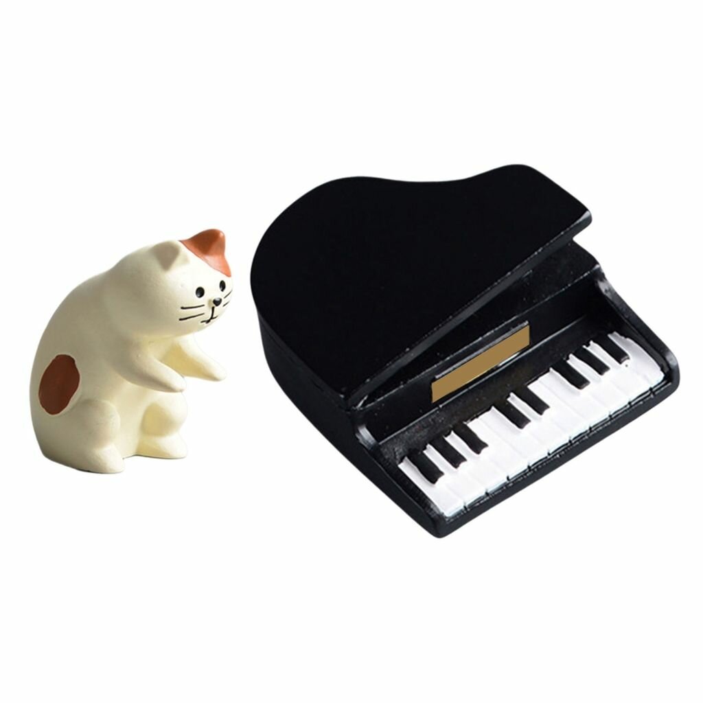 Фигурка (набор из 2 частей) Кота, играющего на пианино, украшение-piano cat plus black piano