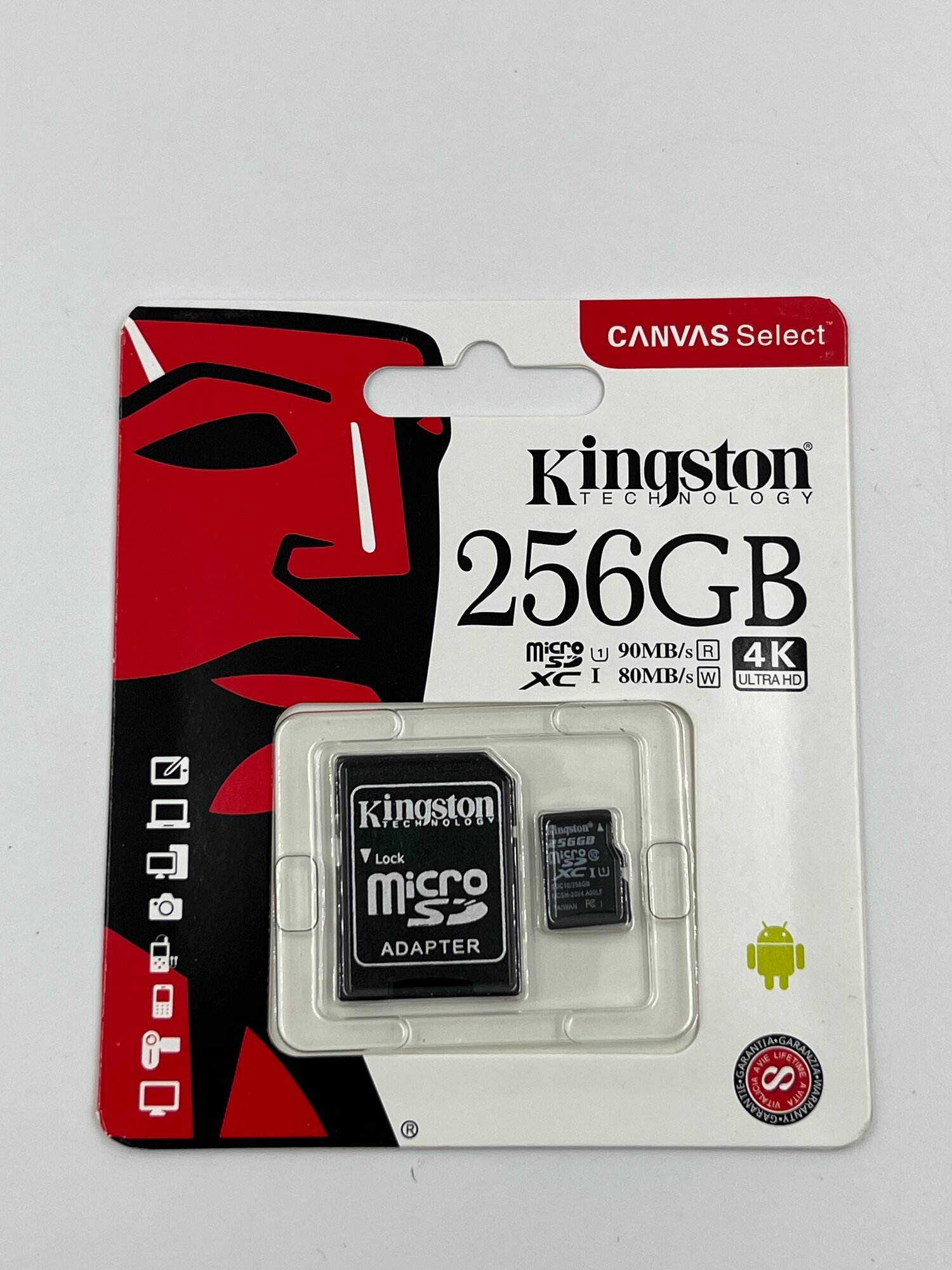 Карта памяти Kingston SDC10, 256 ГБ, класс 10, UHS-I, microSDHC, черная