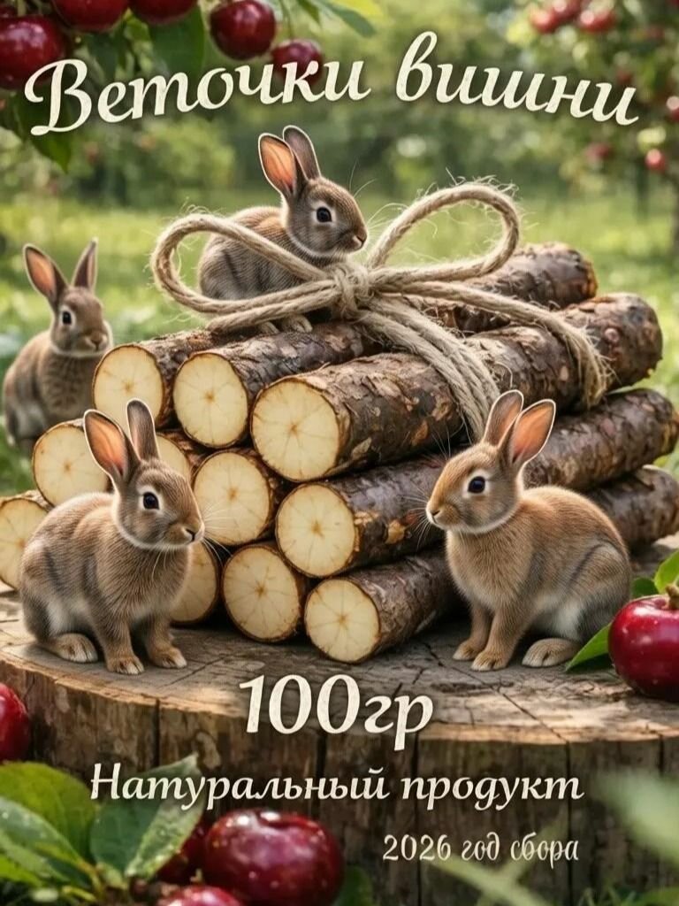 Веточки вишни для грызунов 100 Грамм