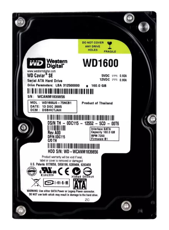 Жесткий диск Dell WD1600JS-75NCB1 160Gb SATAII 3,5" HDD