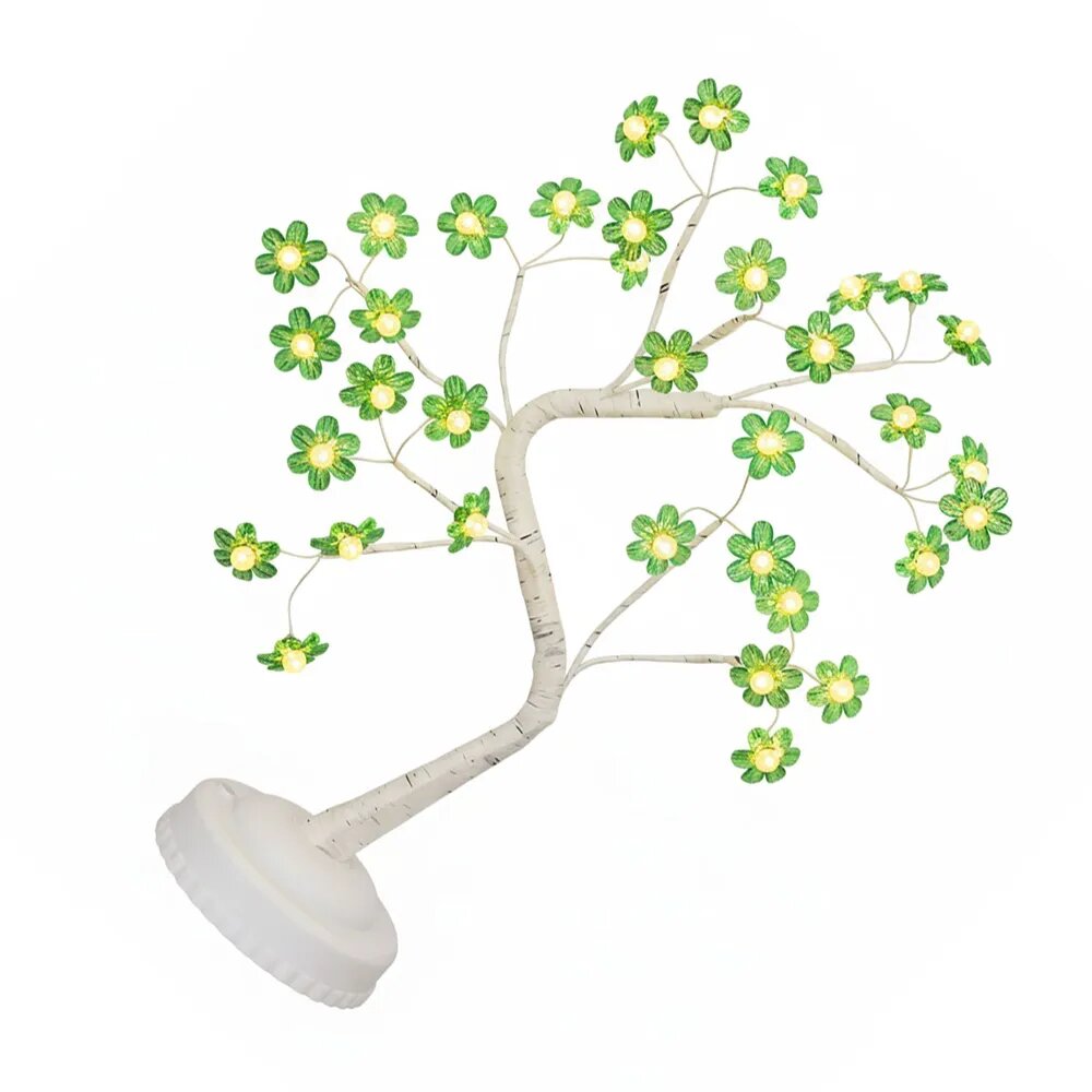 Светодиодная ночная лампа в виде дерева зелёного цвета высотой 40 см