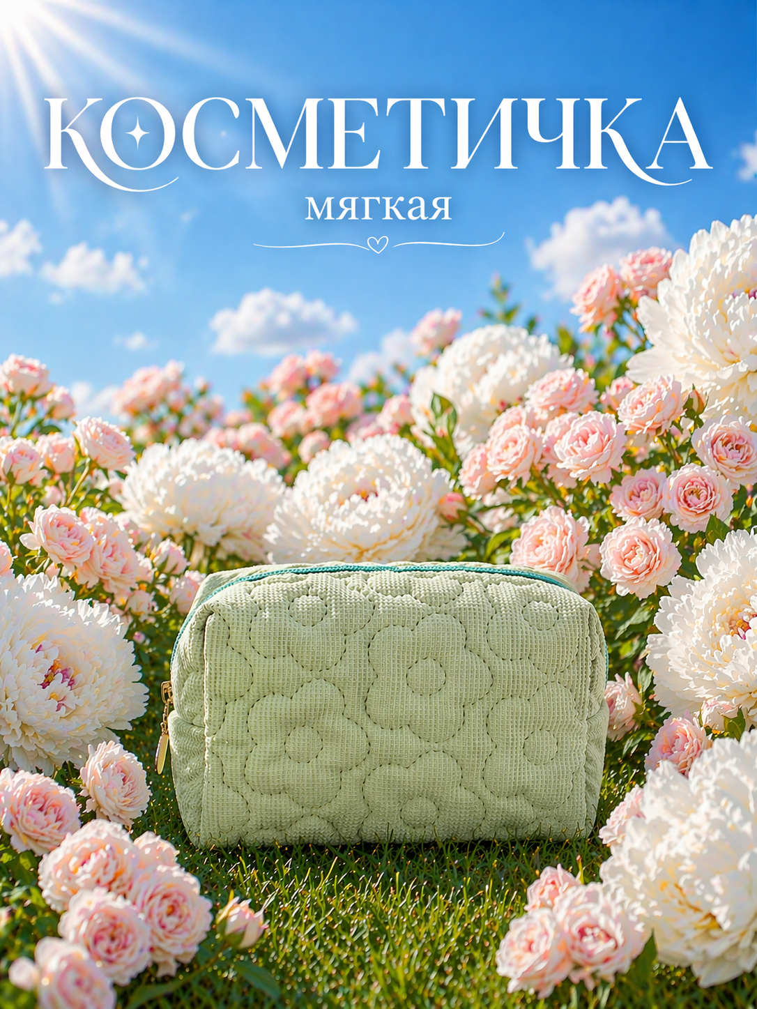 Косметичка Сима-ленд, ширина: 8 см., высота: 10 см., длина: 16 см., , зеленый