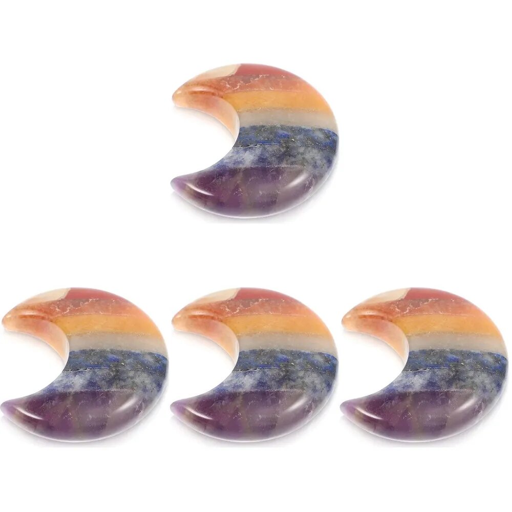 Кристальная лунная фигурка из цветного камня для декора, 4 шт