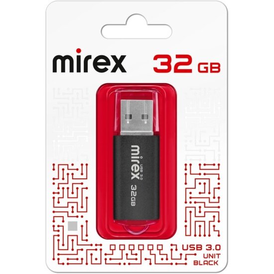 Флэш накопитель Mirex 32 Гб UNIT BLACK USB 3.0 (13600-FM3UBK32)