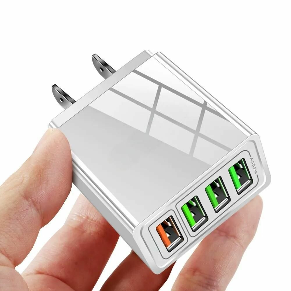 4 многопортовых USB-зарядных устройства для телефонов, адаптер питания 5 В 2 А, зарядное устройство европейского стандарта.
