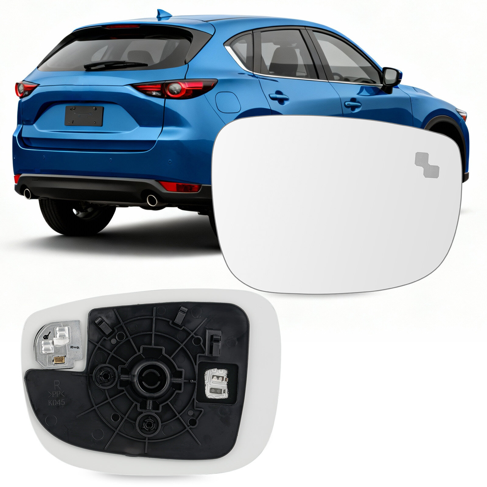 Подогреваемое боковое зеркало для Mazda CX-5 и CX-9 с обнаружением слепых зон, белое, правая сторона, TK71-69-1G1